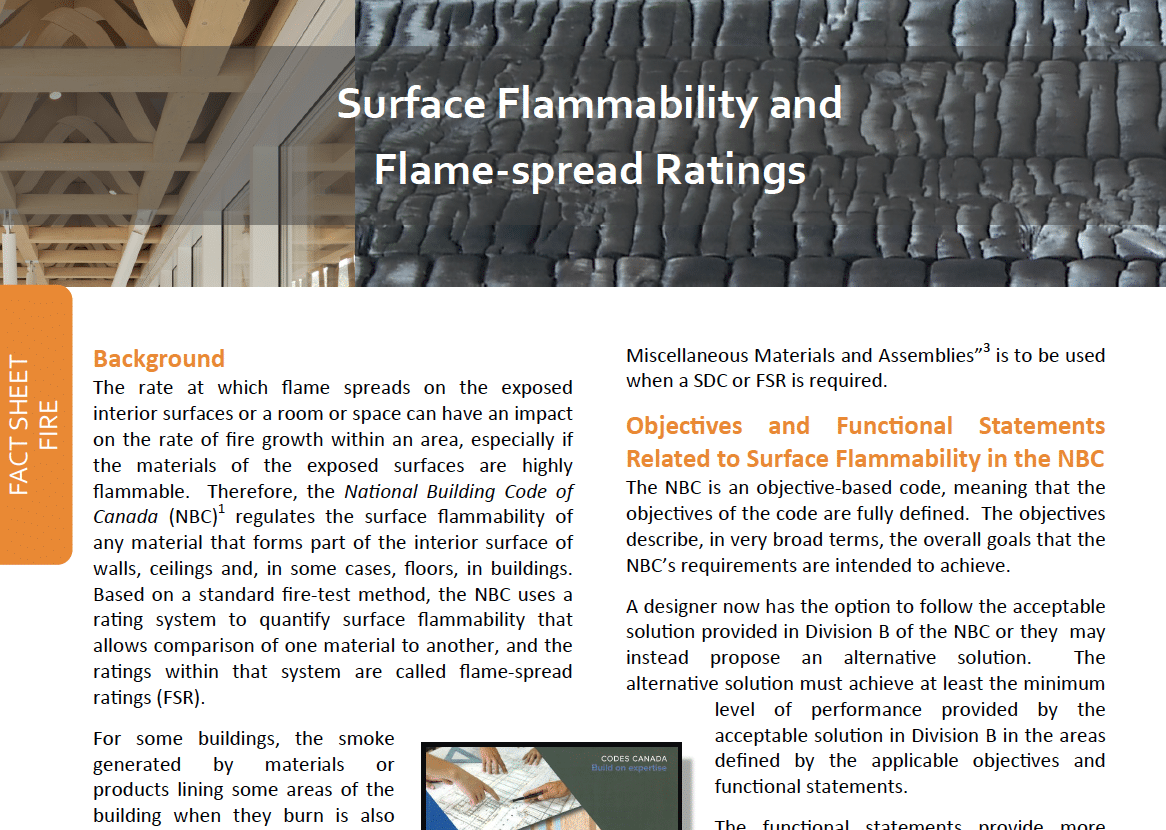 Surface Flammability And Flame spread Ratings The Canadian Wood Surface Flammability And Flame spread Ratings The Canadian Wood